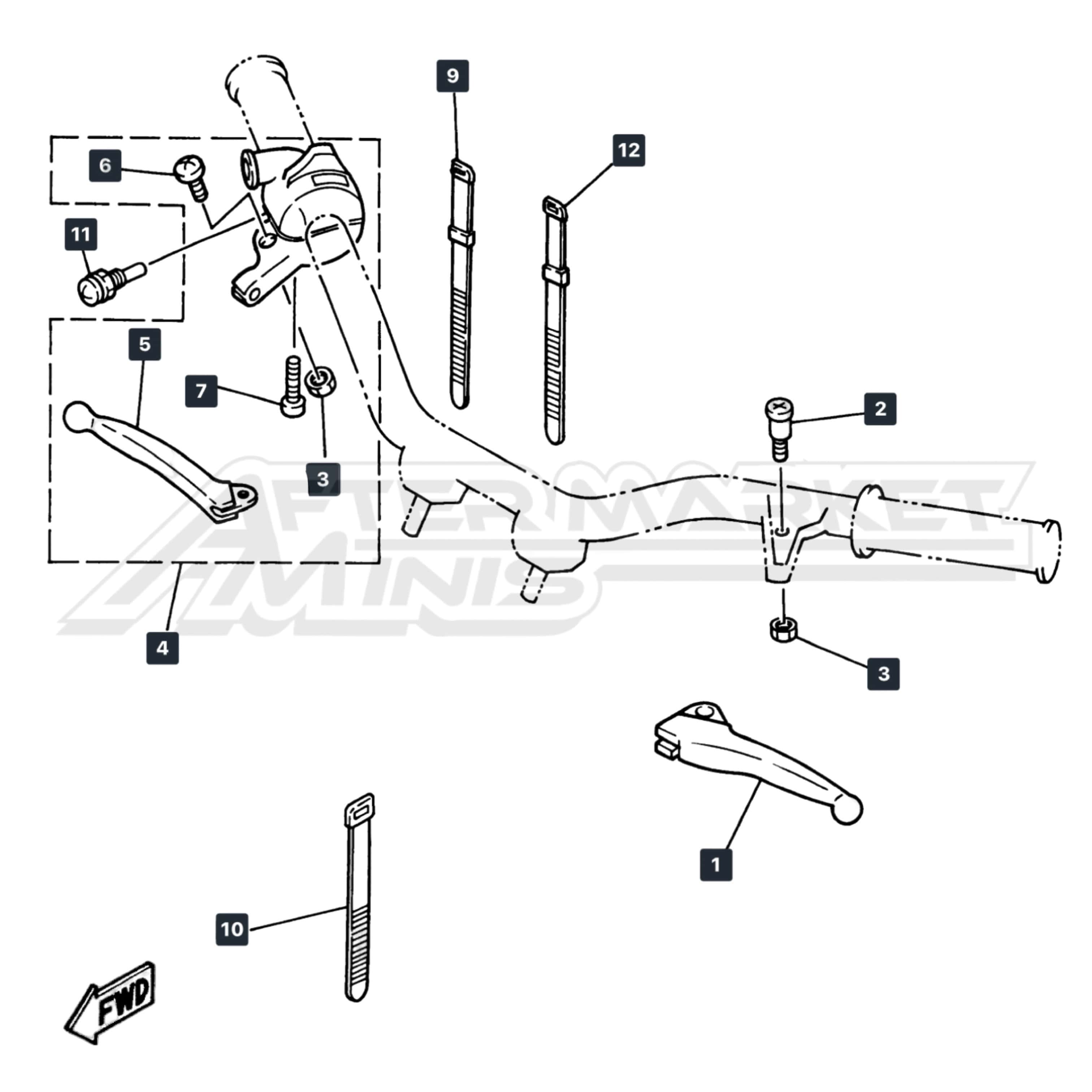 PW50 Handlebar Throttle / Lever Parts – Aftermarket Minis