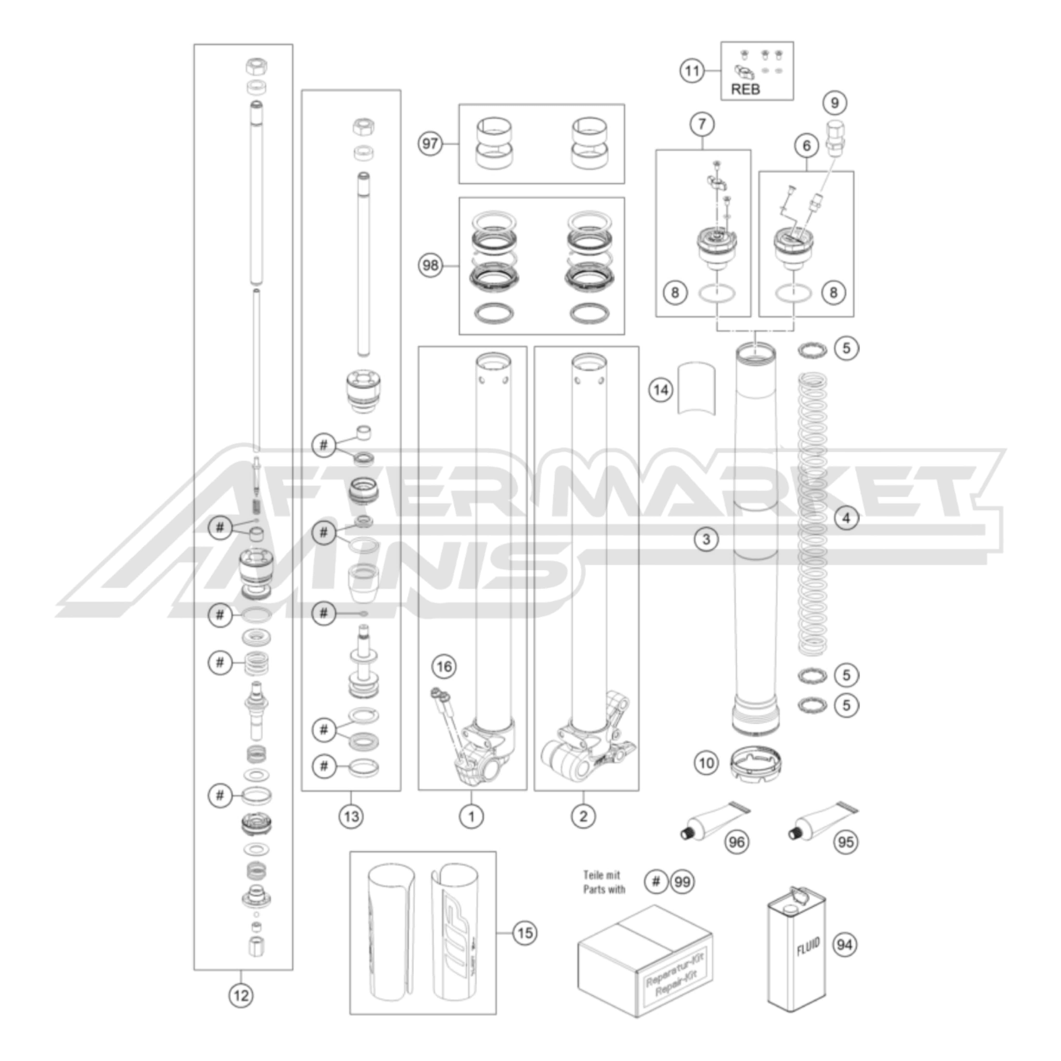 2025 Gas Gas MC 65 - Front Fork Disassembled – Aftermarket Minis